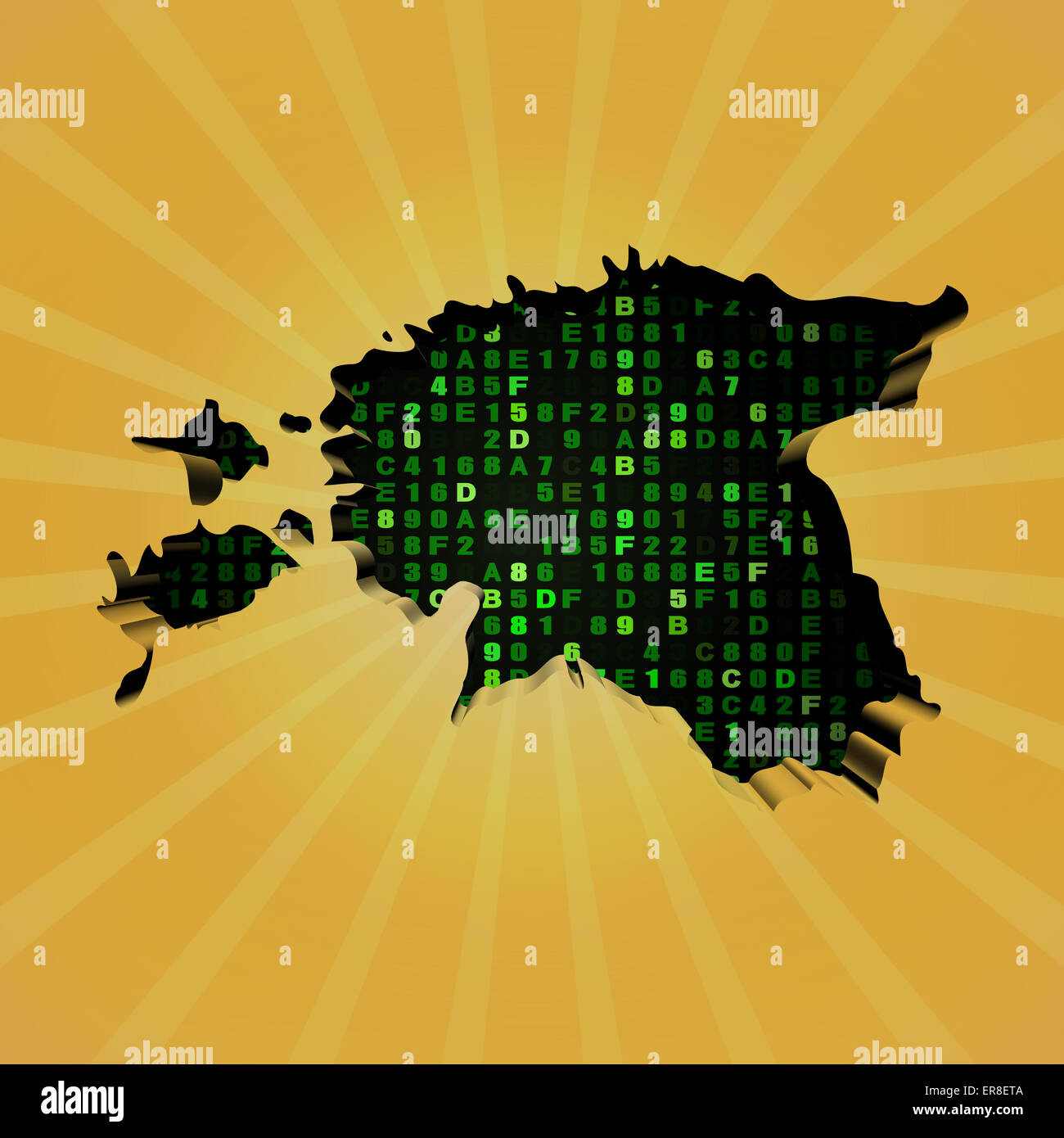 Estonia sunburst map with hex code illustration Stock Photo - Alamy