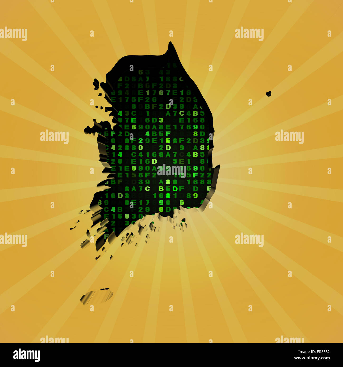 South Korea sunburst map with hex code illustration Stock Photo - Alamy