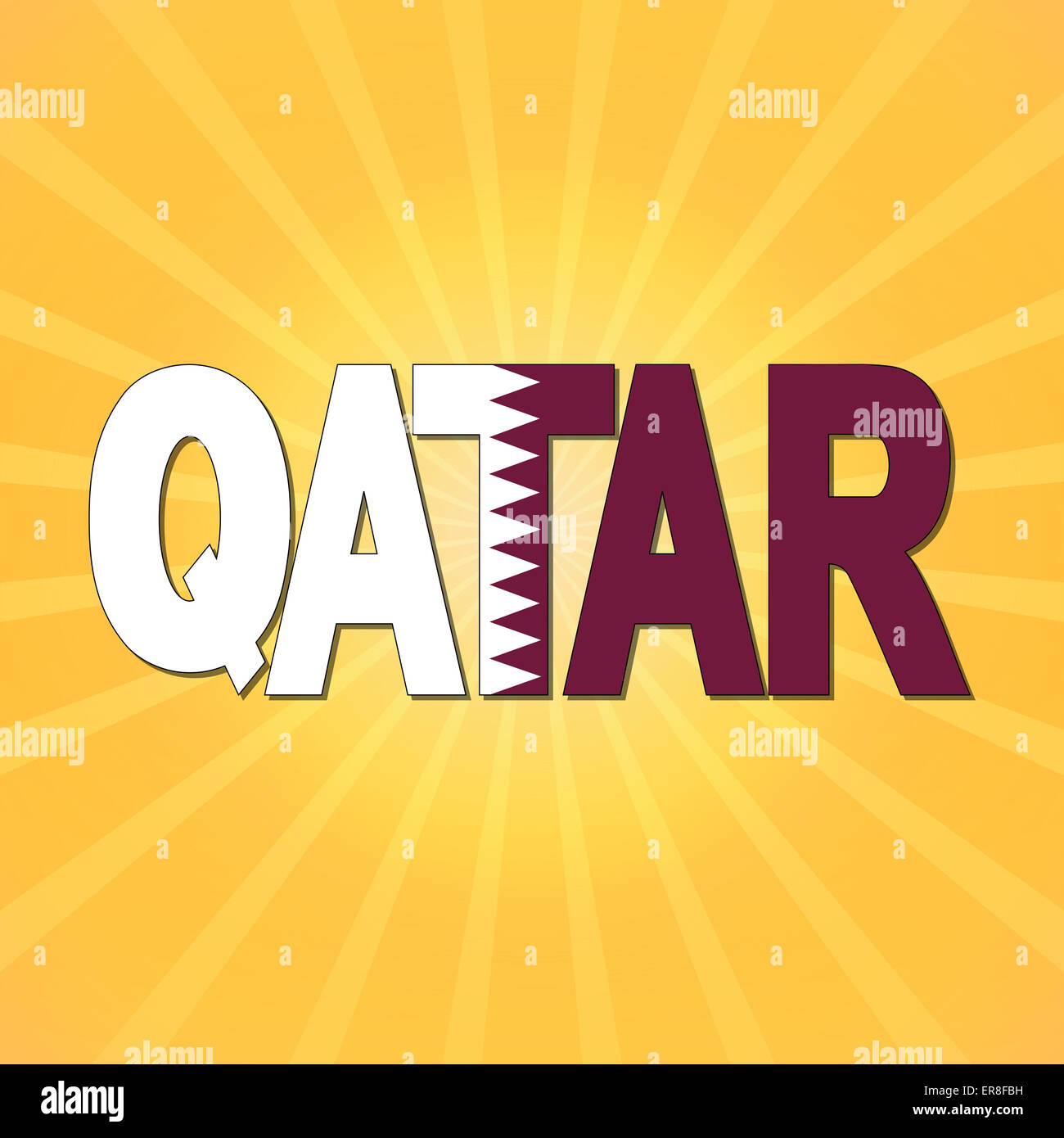 Qatar flag text with sunburst illustration Stock Photo - Alamy