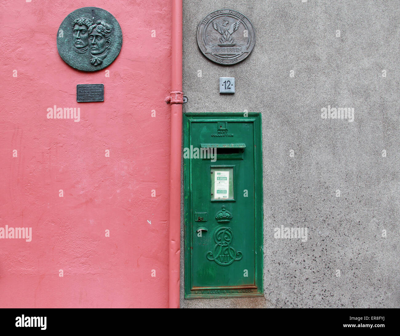 Clerke Sisters Plaque and Famine Plaque in Skibbereen above an old ...
