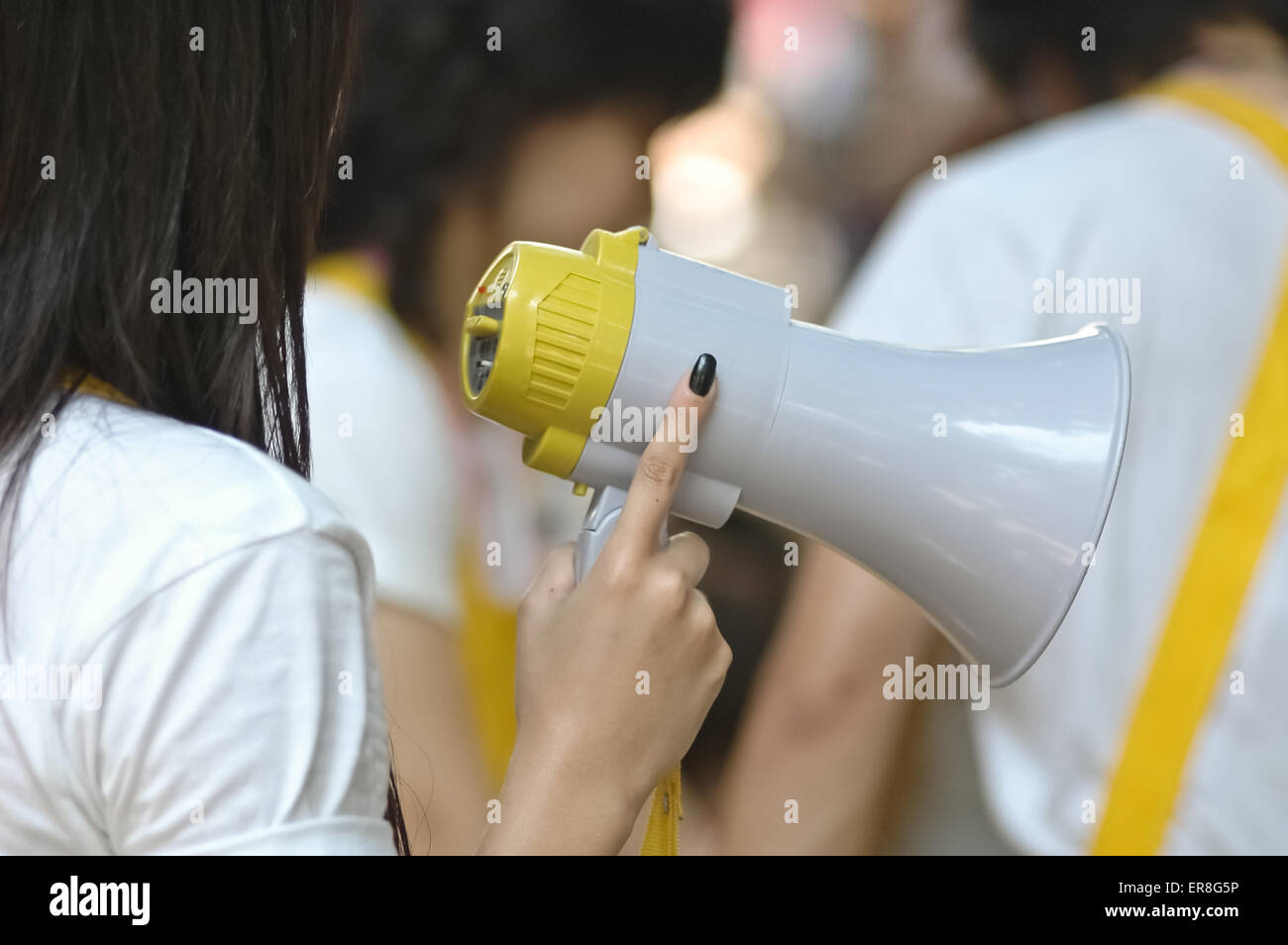 Hand amplifier carrying by young lady hand Stock Photo - Alamy