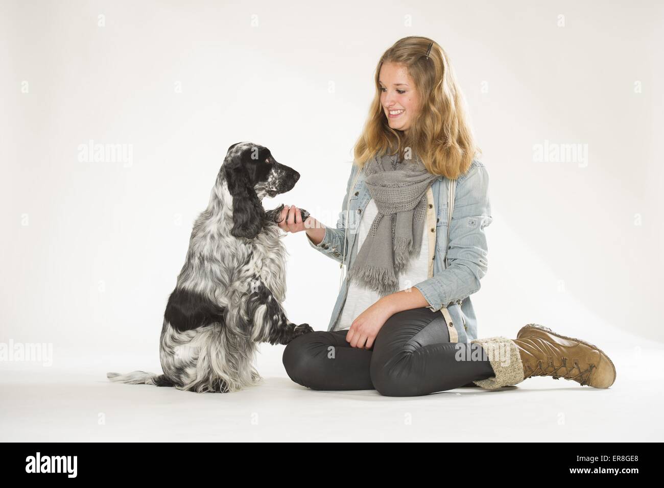 woman with English Cocker Spaniel Stock Photo - Alamy