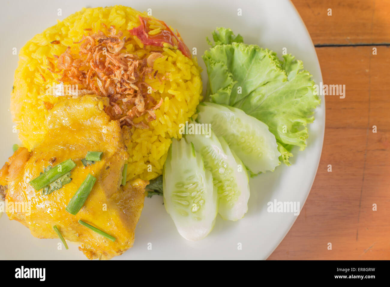 Yellow chicken Biryani Islamic delicious food Stock Photo - Alamy