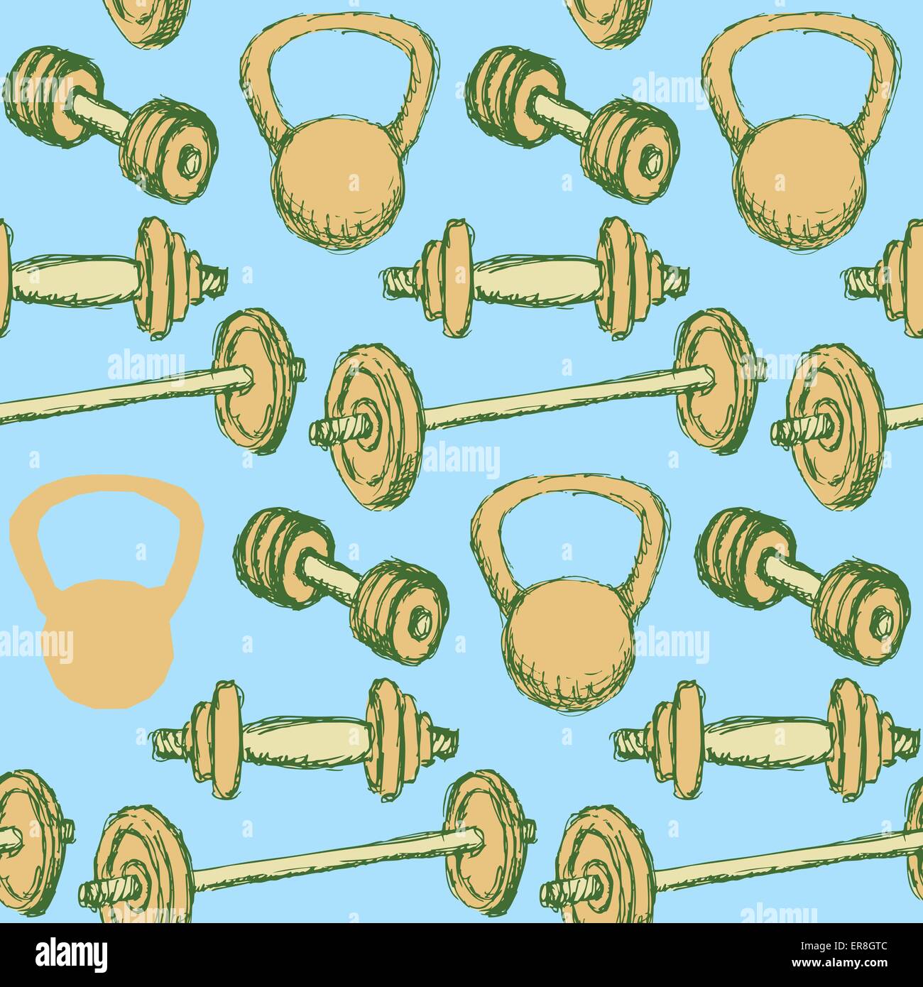 Sketch weights in vintage style, vector seamless pattern Stock Vector ...