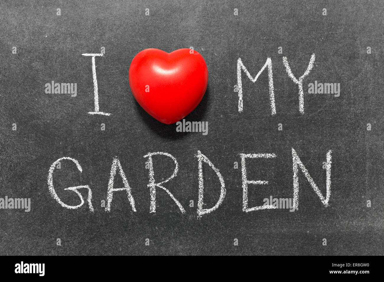 I love my garden phrase handwritten on school blackboard Stock Photo ...