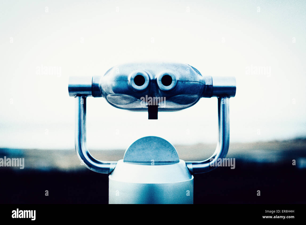 Close-up of coin-operated binoculars against clear sky Stock Photo - Alamy