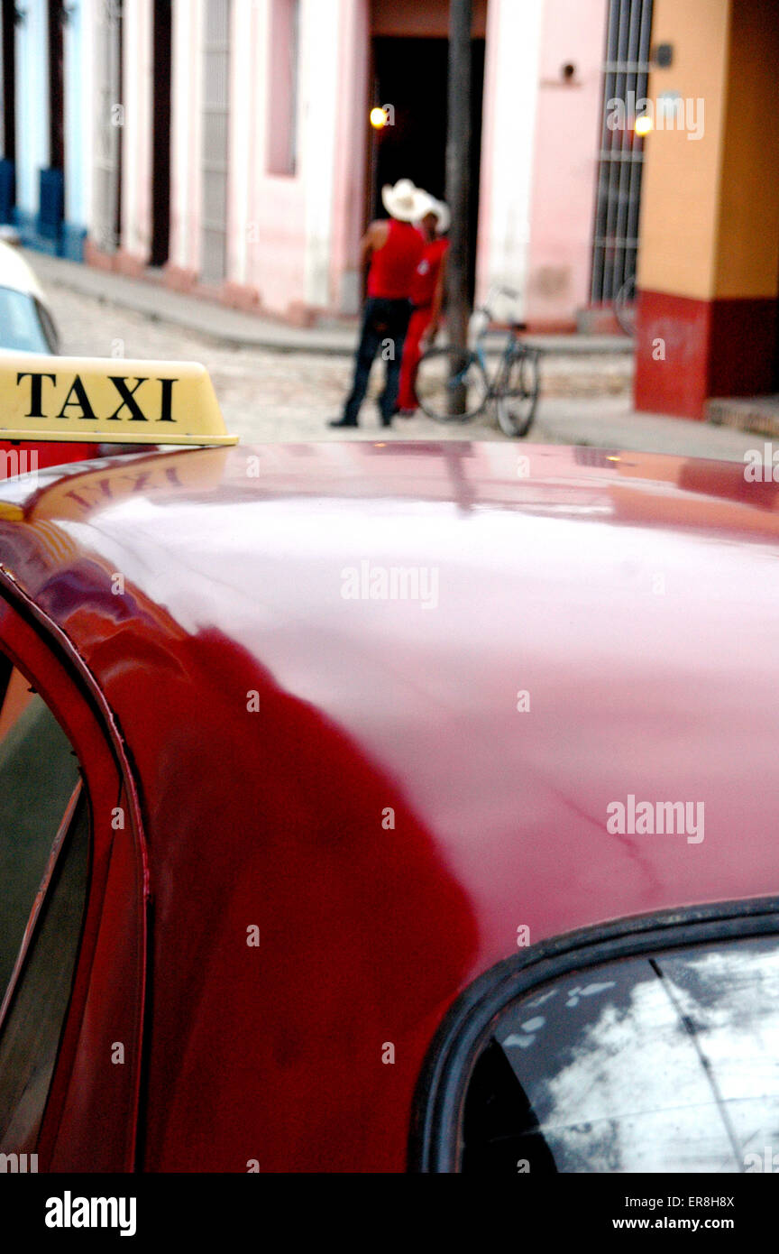 Red taxi in Trinidad, Cuba Stock Photo - Alamy