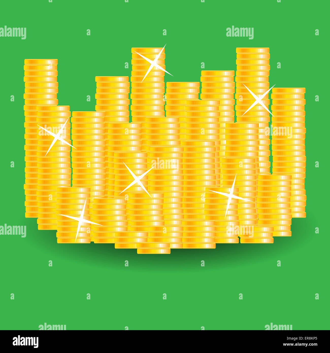 Pile of coins. Money wealth, gold cash finance, financial rich, vector ...
