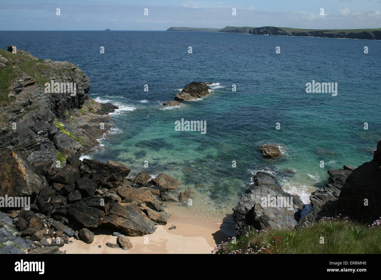 Cellars beach looking towards Stepper Point, Near Padstow Stock Photo ...