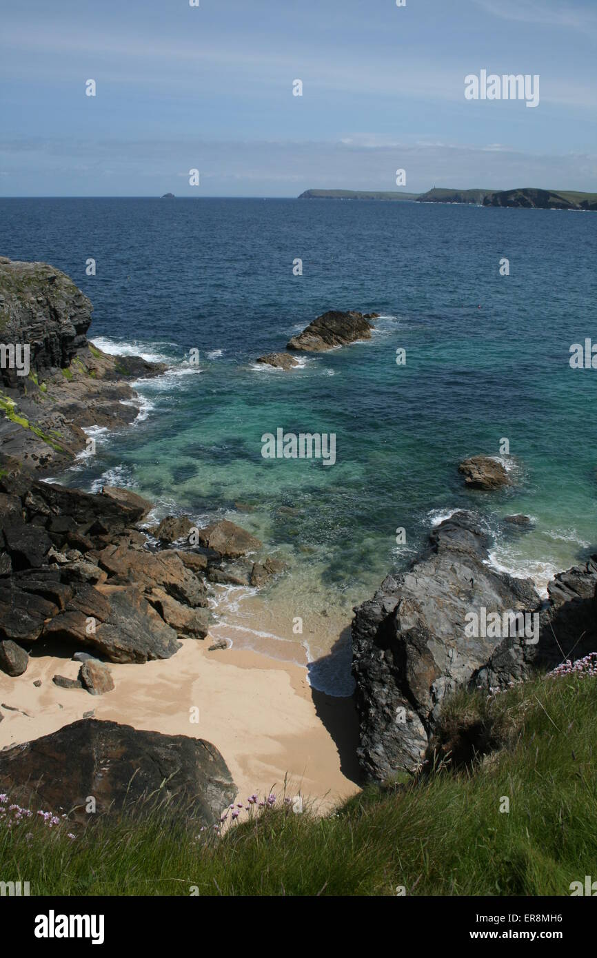 Cellars beach looking towards Stepper Point, Near Padstow Stock Photo ...