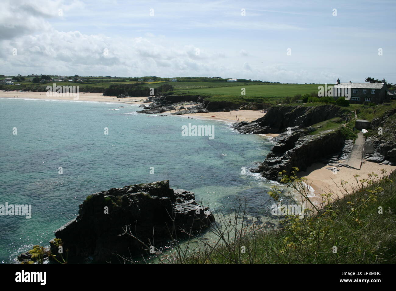 Cellars beach looking towards Stepper Point, Near Padstow Stock Photo ...