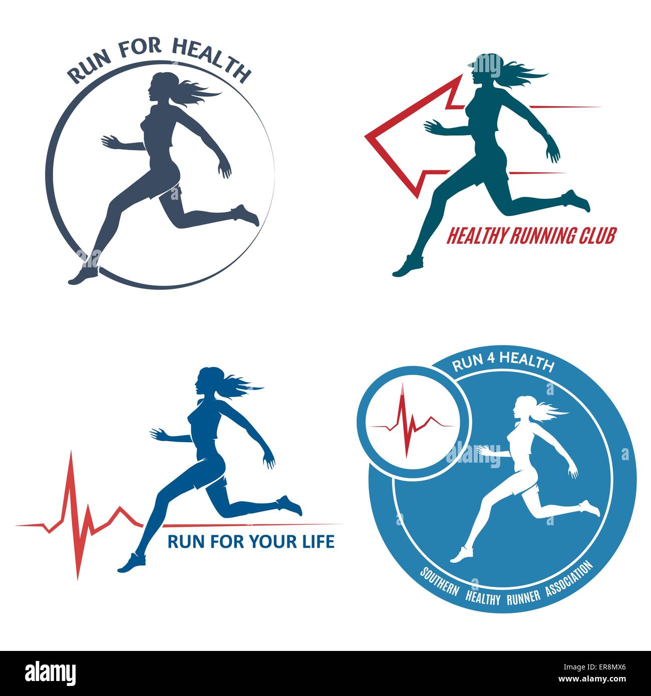 Healthy Run Emblem and Logo Set Stock Vector Image & Art - Alamy