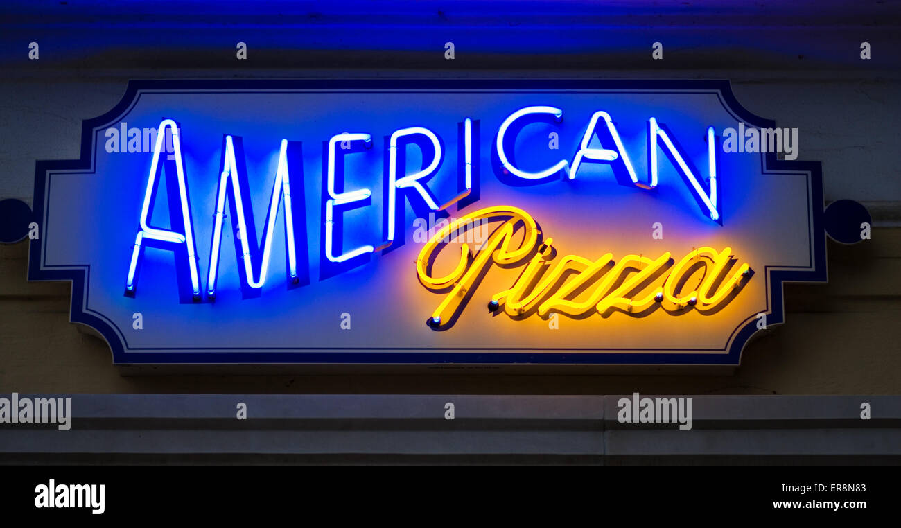 American pizza sign Stock Photo - Alamy