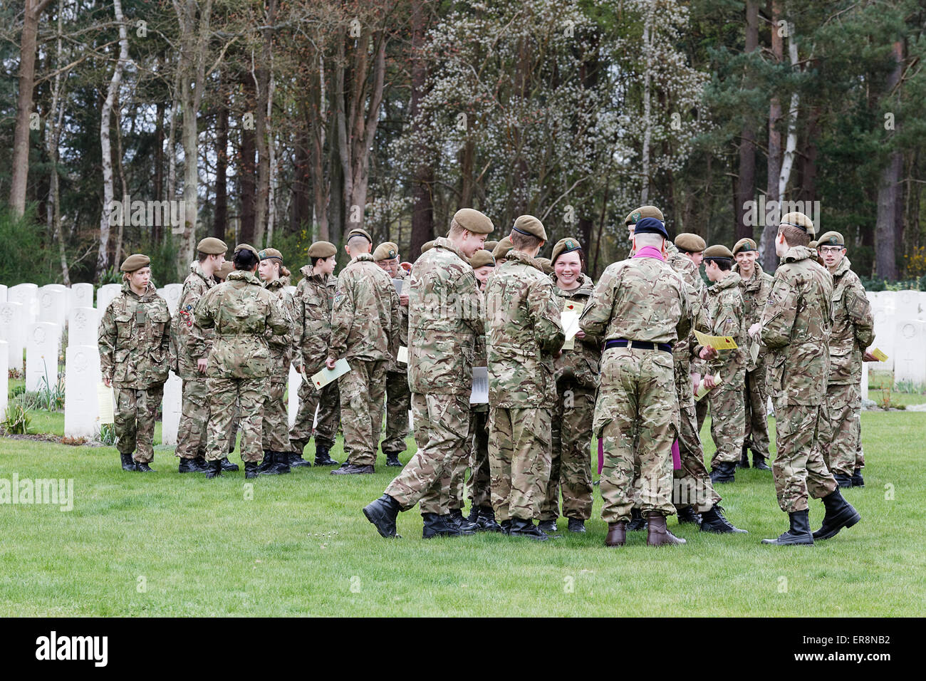 British Army cadets gather for a remembrance service in one of the ...