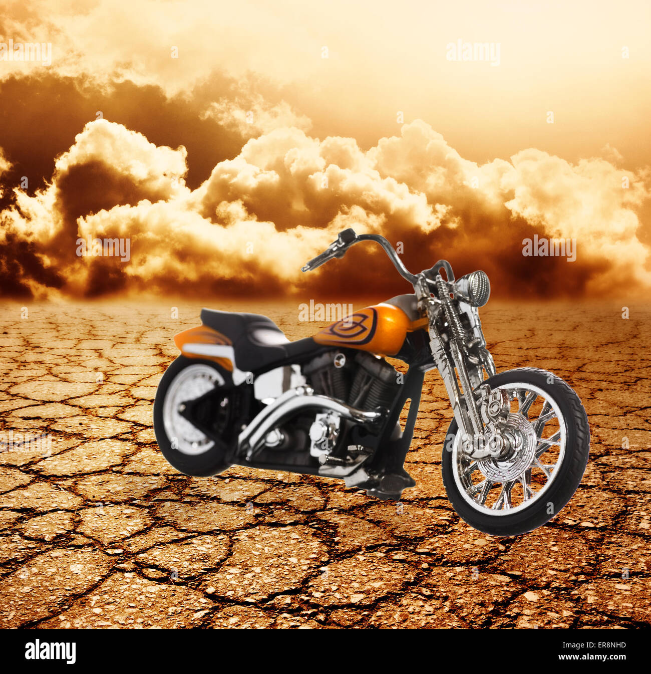 Motorcycle in a desert Stock Photo - Alamy