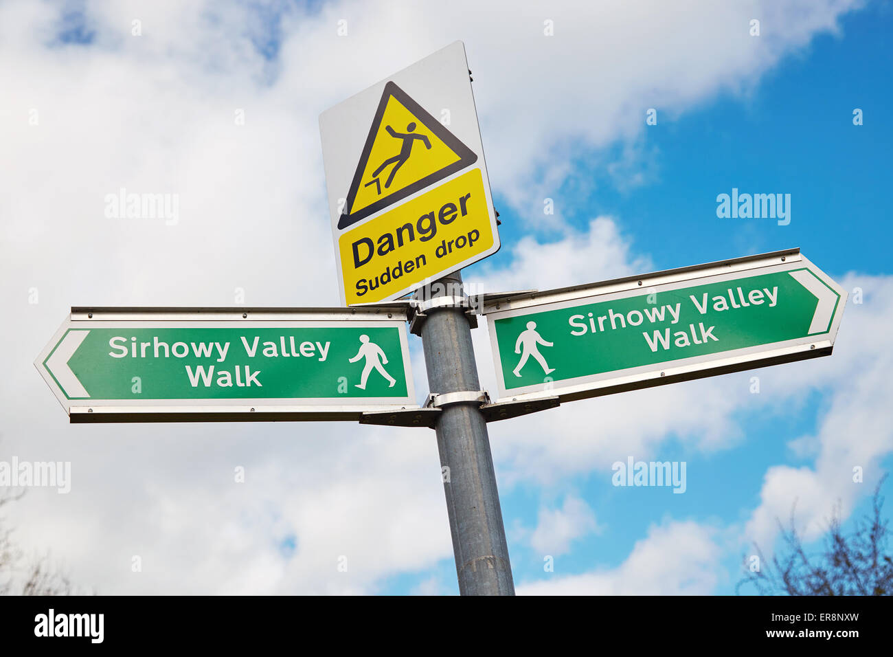 Sirhowy valley walk and Danger sign taken at the fourteen locks along ...