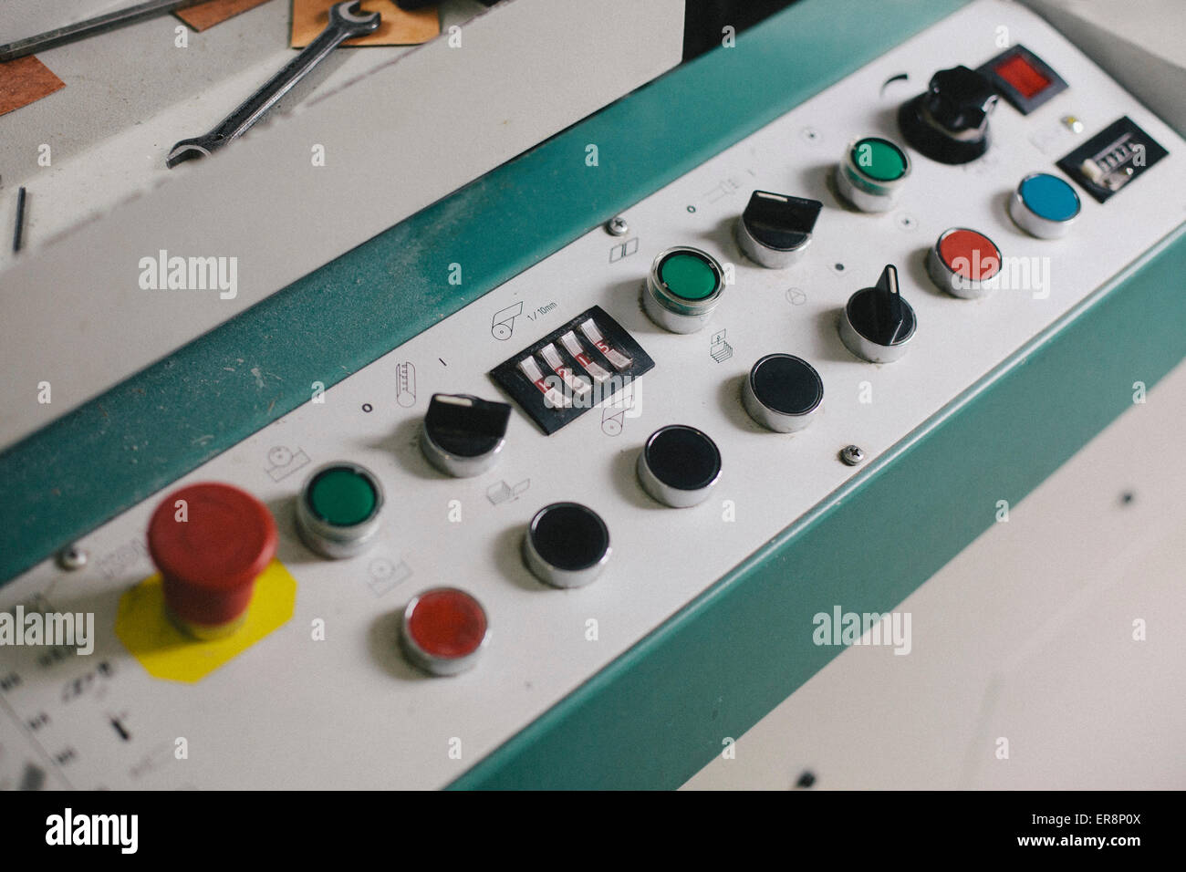 High angle view of a control panel in a factory Stock Photo - Alamy