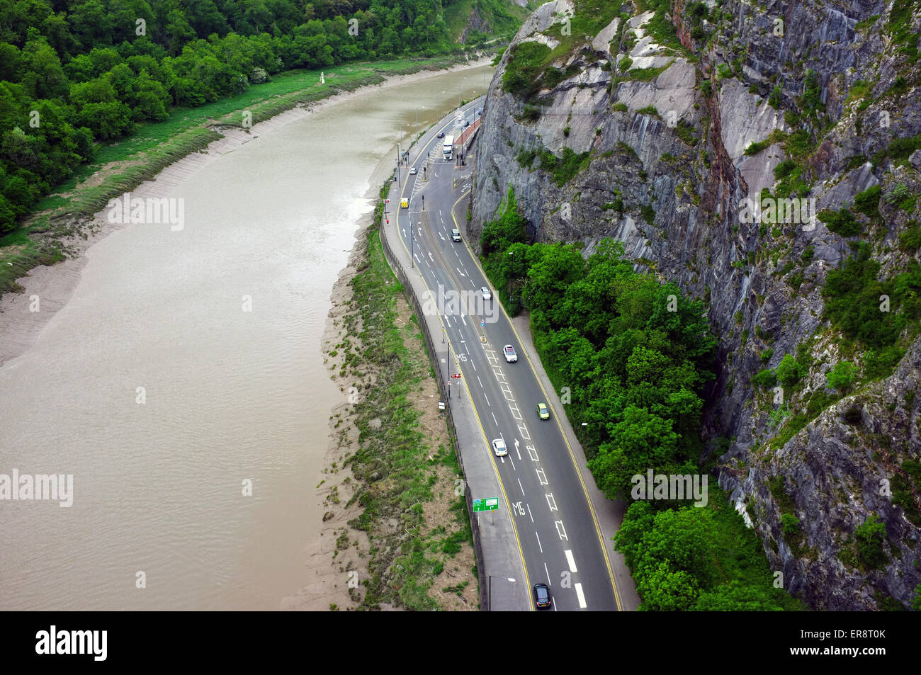 The view of the A4 road and the River Avon as seen from from halfway ...