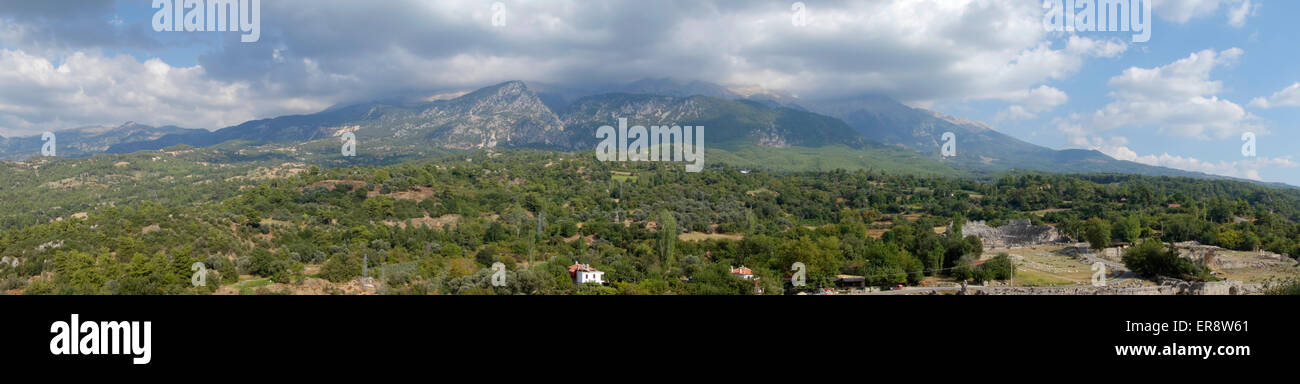 View of part of the western Taurus mountain range from the ancient city ...