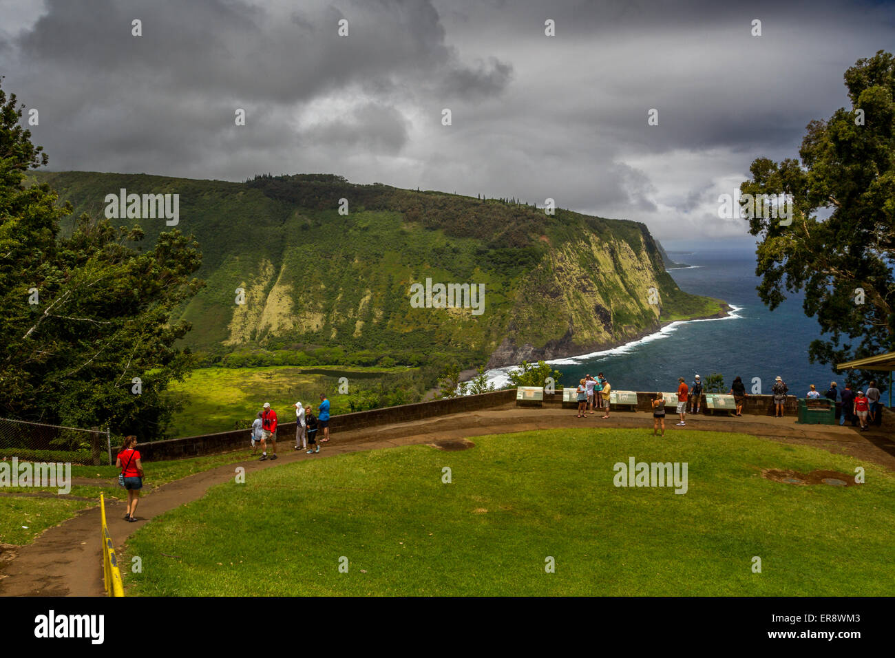 US landscape: Waipio Valley look out in the sunshine, Hawaii, USA Stock ...