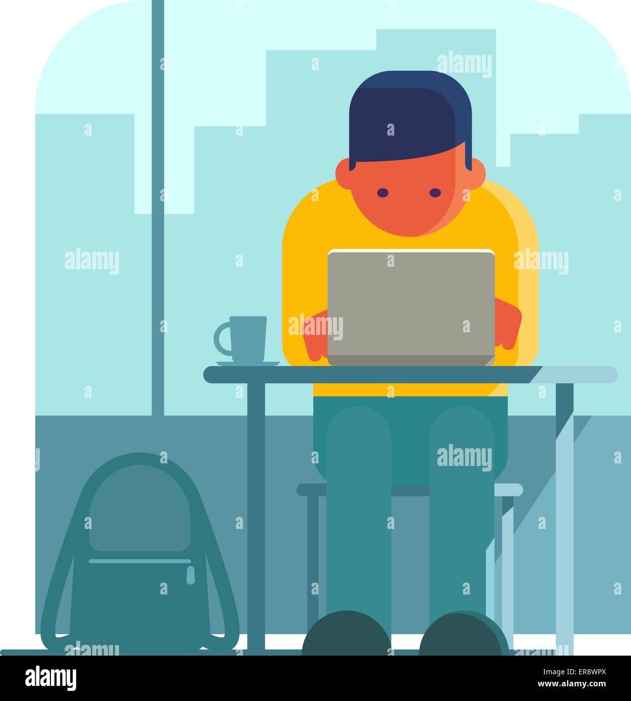 Person sitting computer working Stock Vector Images - Alamy
