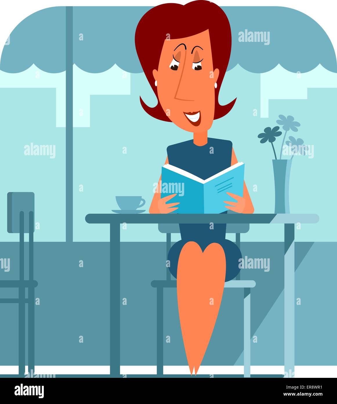 Reading book at cafe Stock Vector Images - Alamy