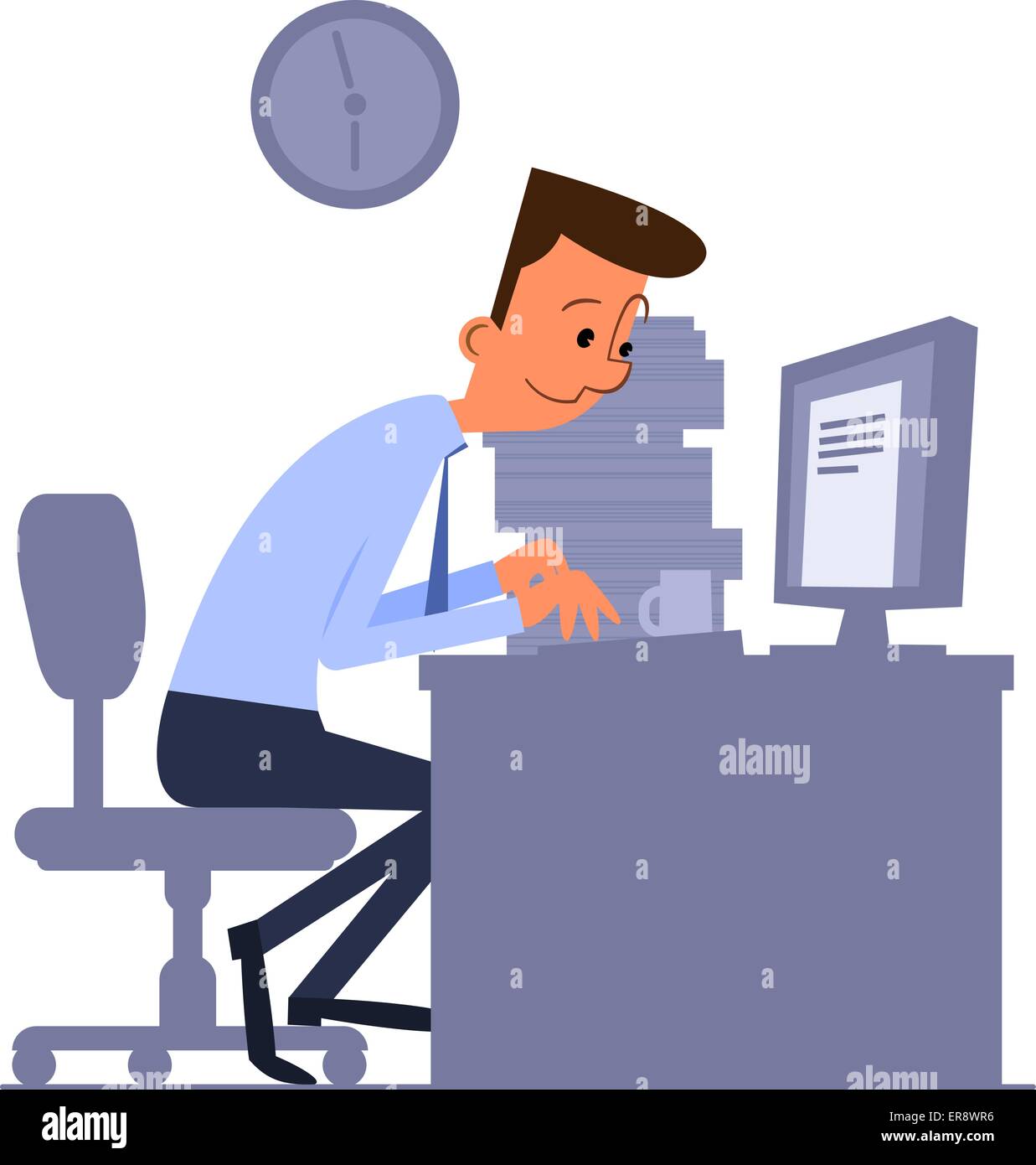 Cartoon office worker sitting and typing on computer Stock Vector Image ... Cartoon office worker sitting and typing on computer Stock Vector Image ...