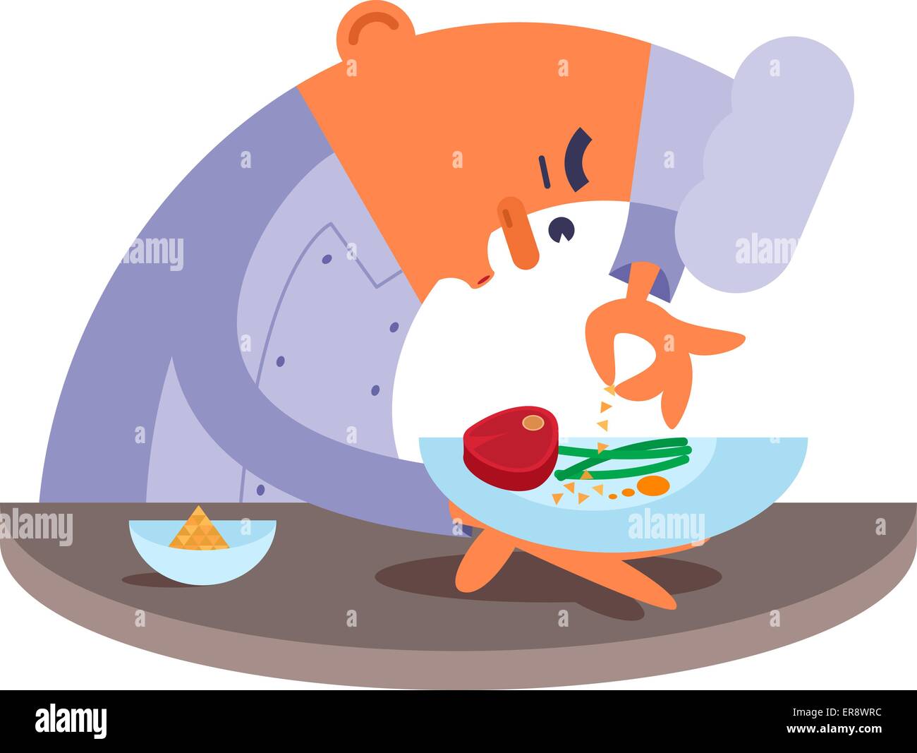Cartoon chef carefully prepares steak Stock Vector Image & Art - Alamy