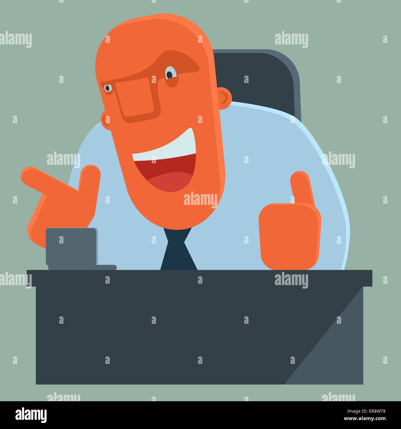 Happy cartoon boss pointing and giving thumbs up Stock Vector Image ...