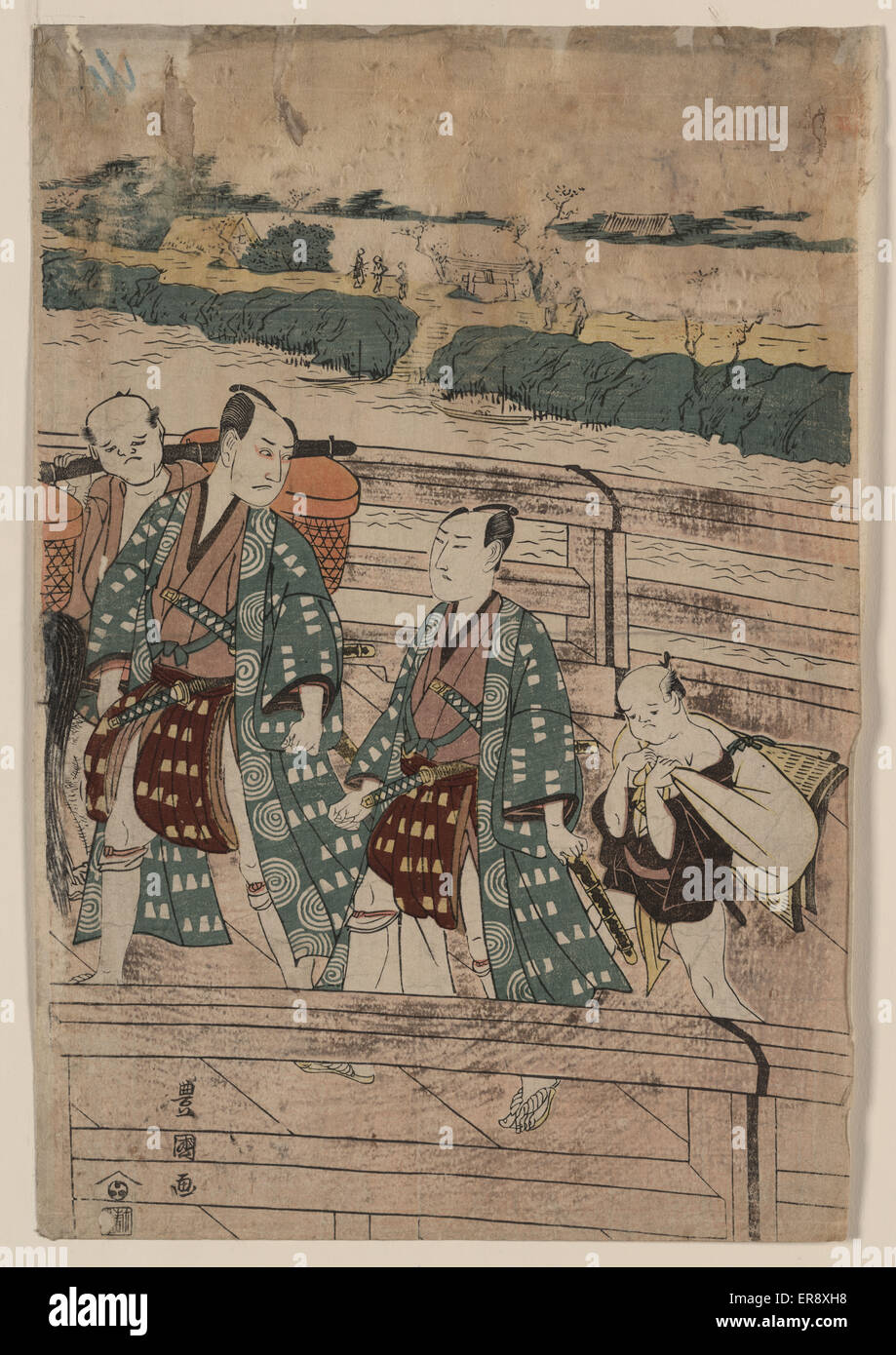 Ichikawa Omezo and Sawamura Gennosuke crossing Azuma Bridge Stock Photo ...