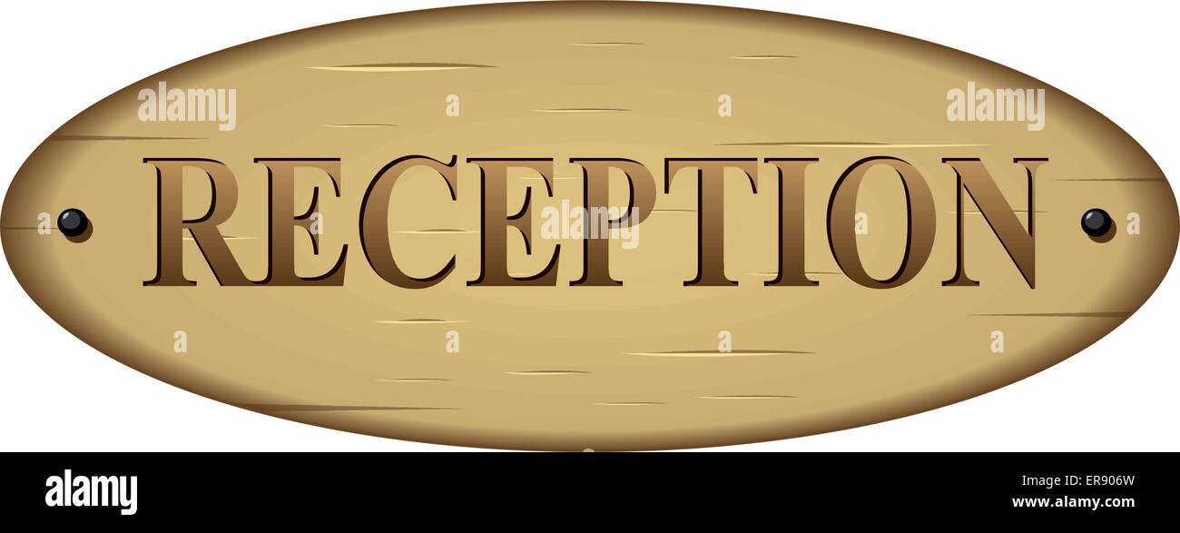 Vector illustration of wood reception sign on white background Stock ...