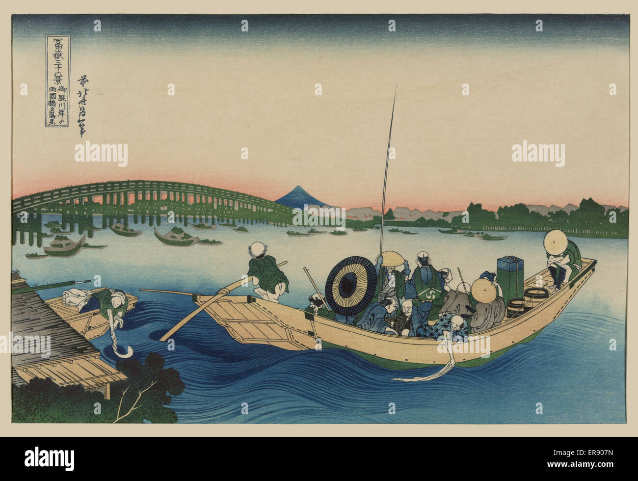 Sunset across the Ryogoku Bridge over the Sumida River at On Stock ...