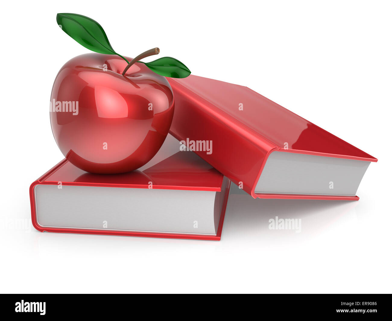 Textbook With Apple Red
