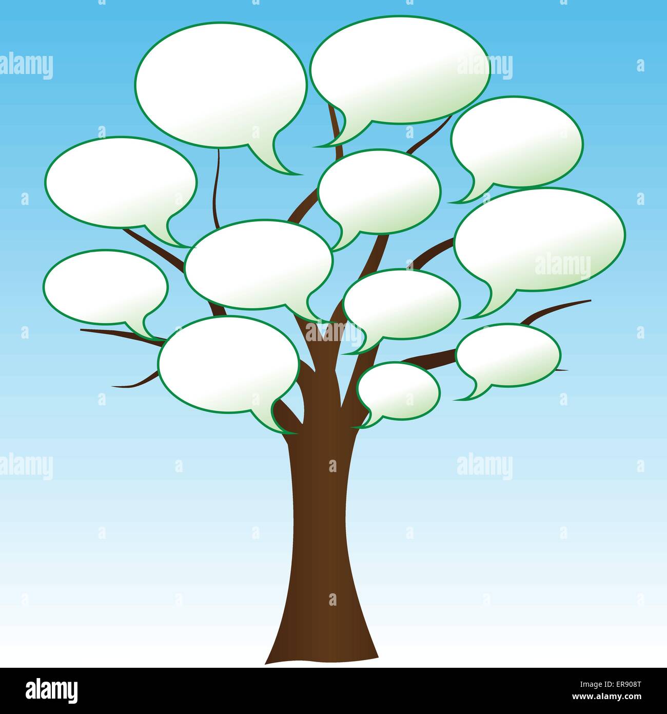 Vector illustration of abstract tree with white speech Stock Vector ...