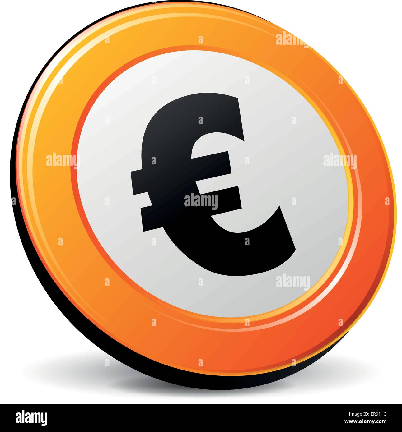 Vector illustration of orange 3d euro icon Stock Vector Image & Art - Alamy