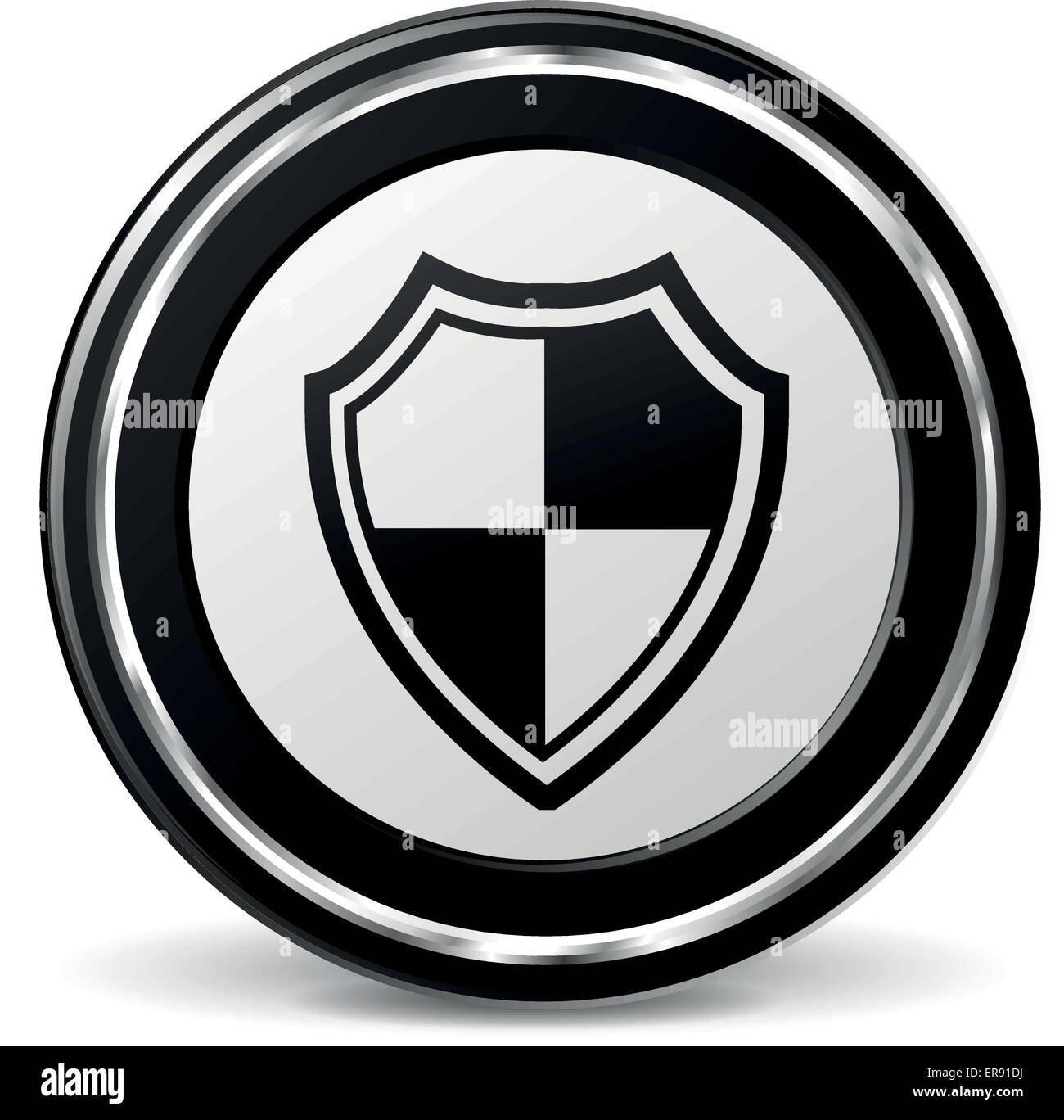 Vector illustration of metal shield icon on white background Stock ...
