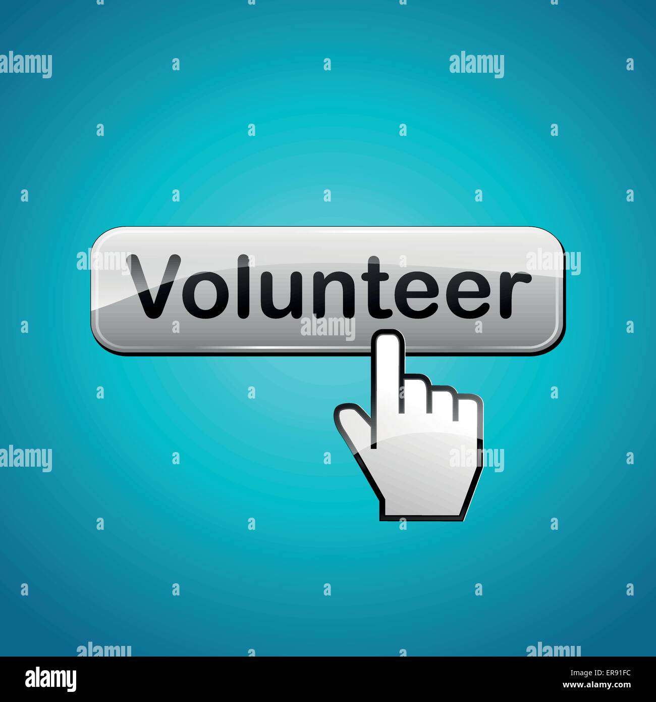 Vector illustration of volunteer button on blue background Stock Vector ...
