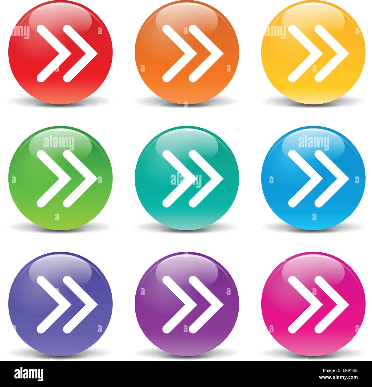 Vector illustration of navigation arrows set on white background Stock ...