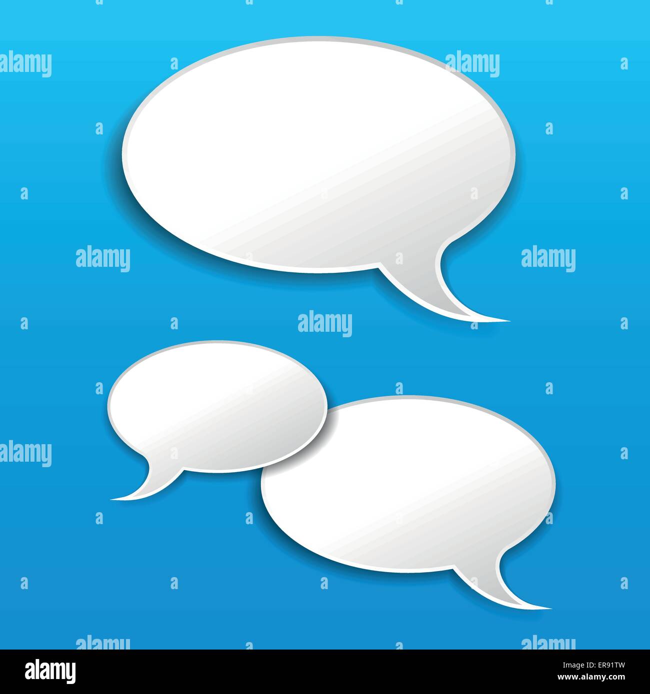 Vector illustration of three speech bubbles on blue background Stock Vector Image & Art - Alamy