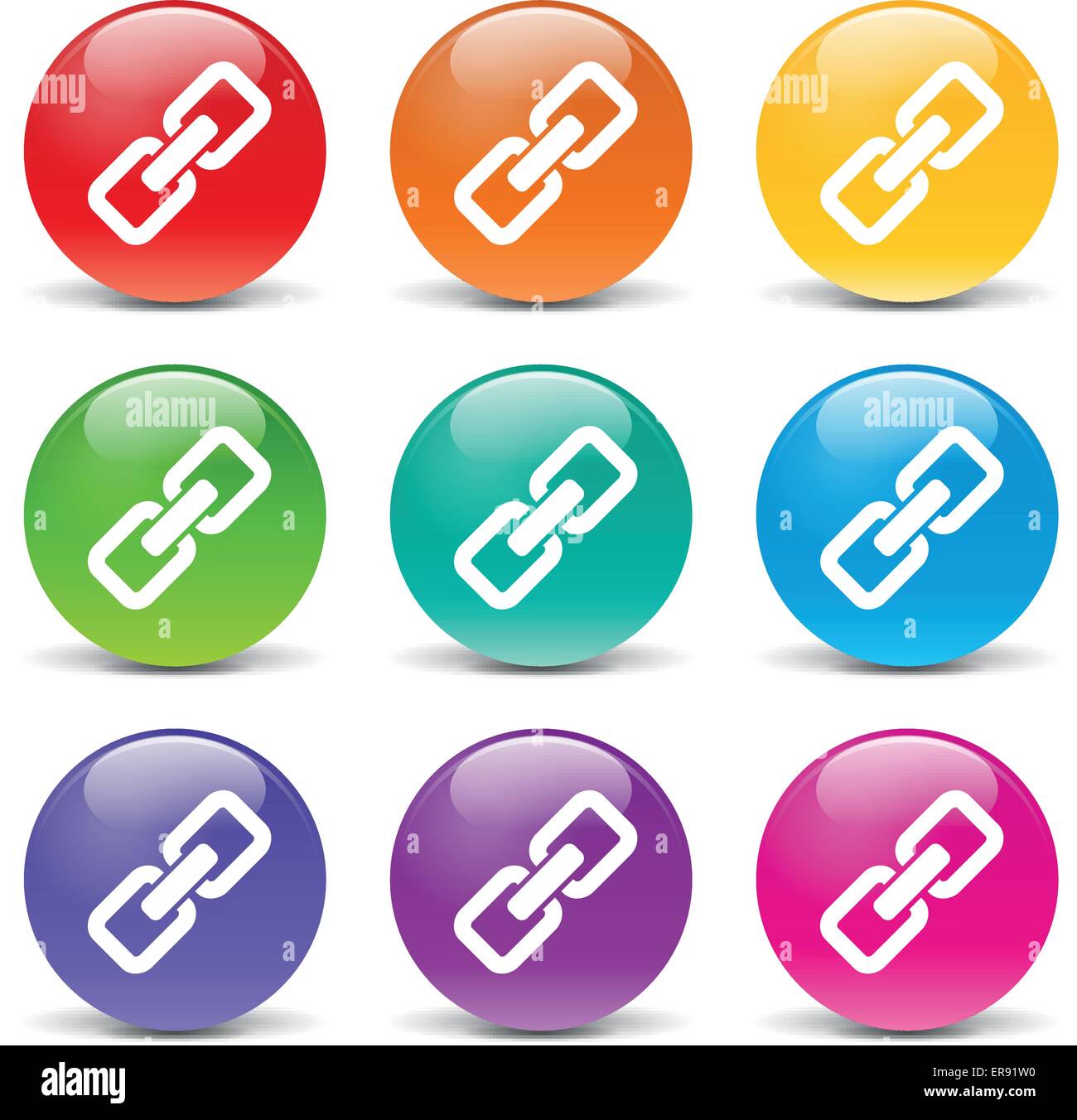 Vector illustration of chain set icons on white background Stock Vector ...