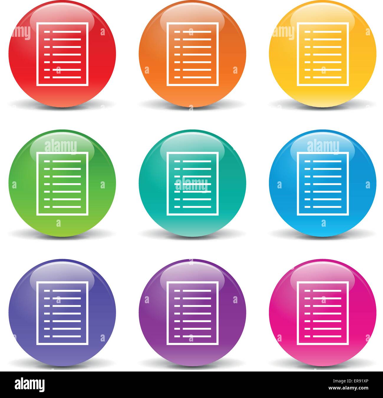 Vector illustration of document set icons on white background Stock ...