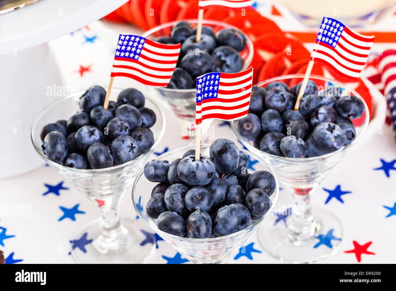 Variety of desserts on the table for July 4th party Stock Photo - Alamy