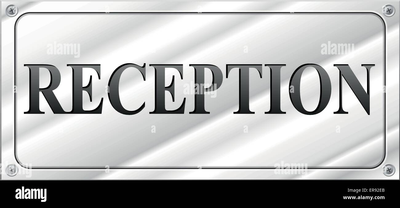 Vector illustration of reception metal sign on white background Stock ...