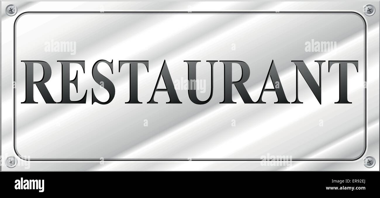 Vector illustration of restaurant metal sign on white background Stock ...