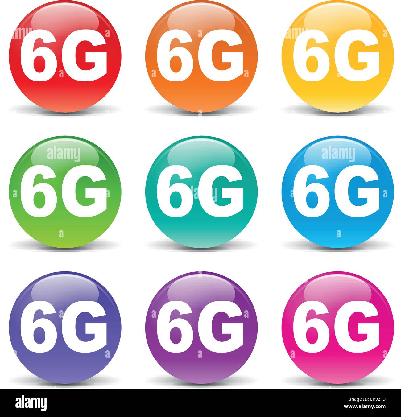 Vector illustration of 6g set icons on white background Stock Vector Image & Art - Alamy