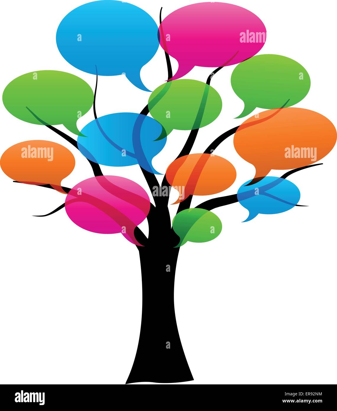 Vector illustration of abstract tree with speech bubbles Stock Vector ...