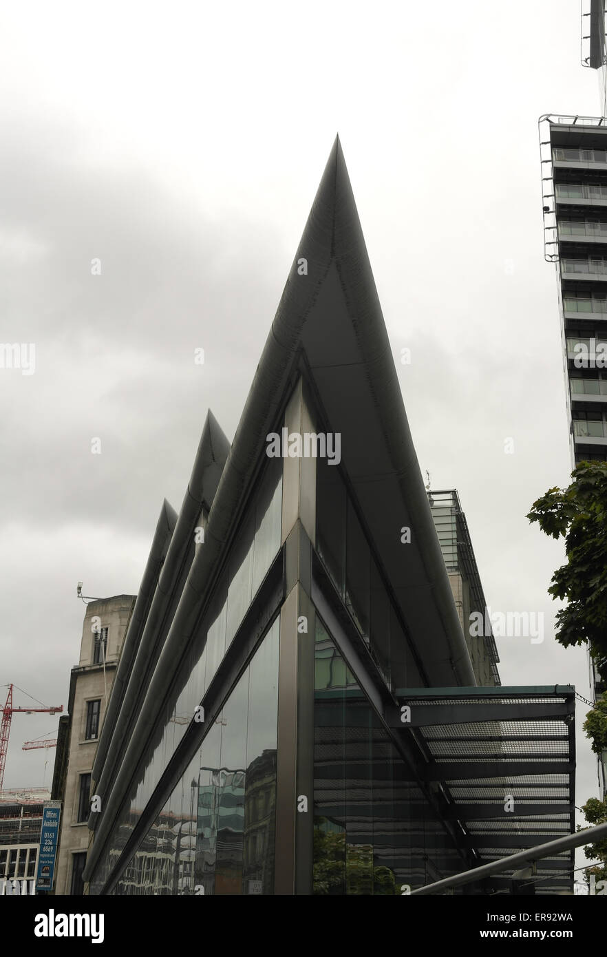 Grey clouds portrait sharp pointed, glass walls, modern architecture ...