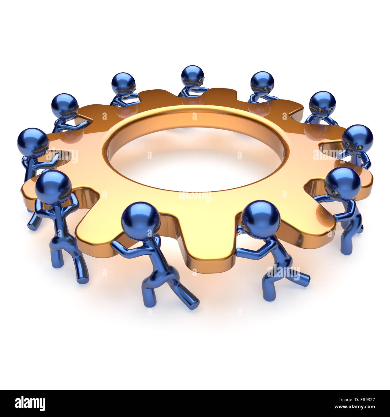 Team work business brainstorming process mans turning gear together ...