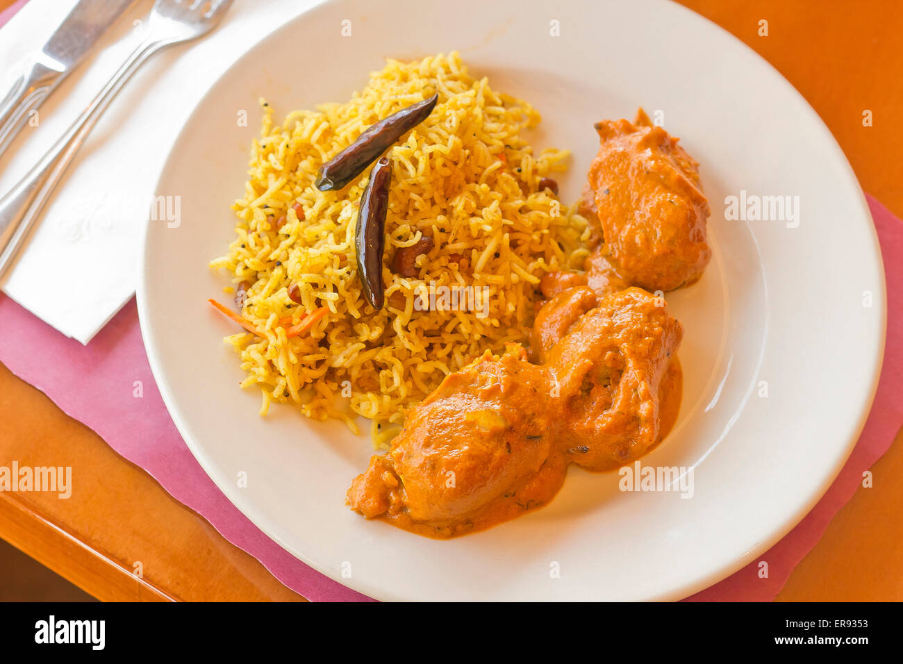 Vegetarian Malai Kofta balls in gravy sauce with tamarind basmati rice ...
