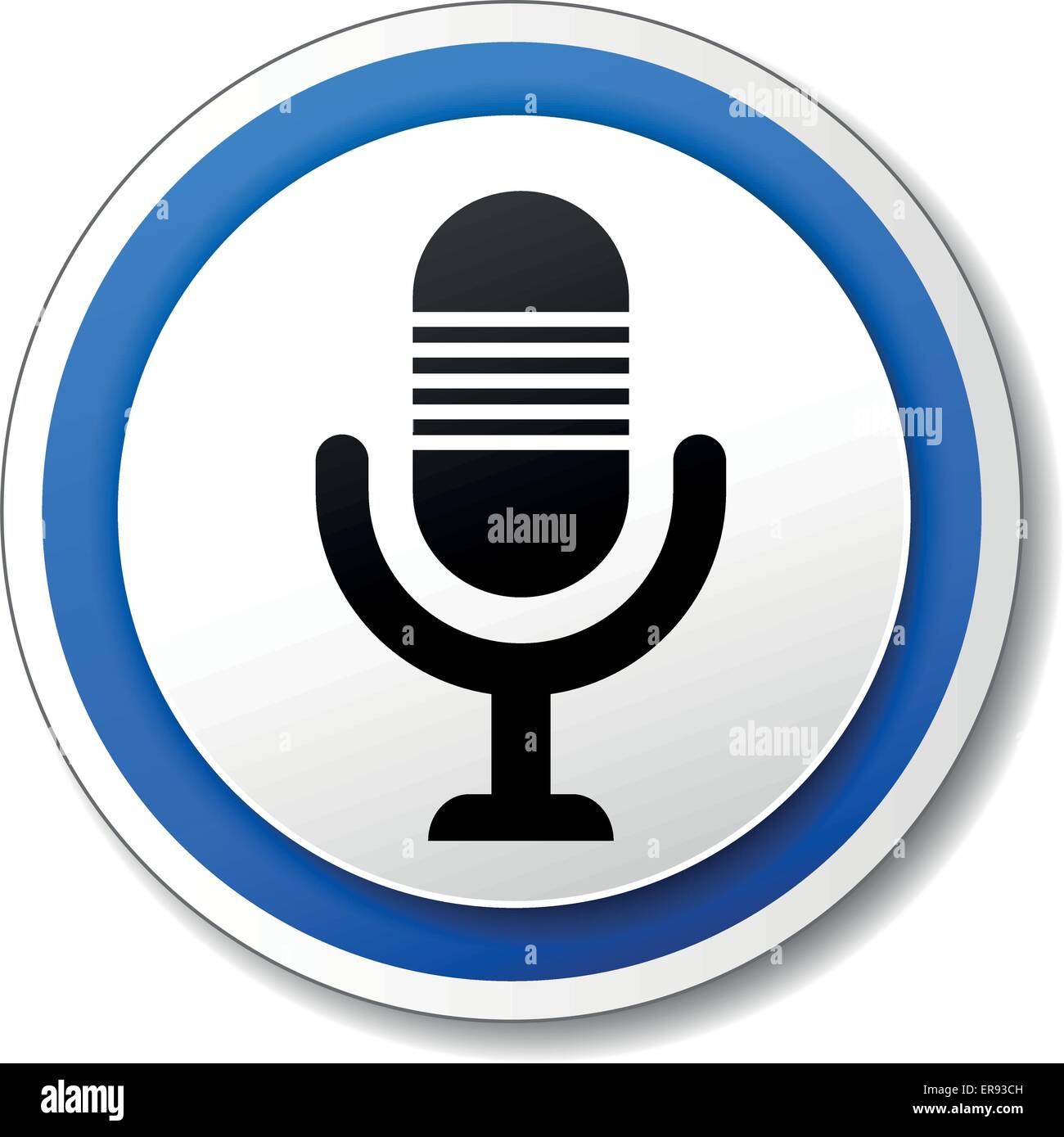 Vector illustration of blue and white microphone icon Stock Vector ...